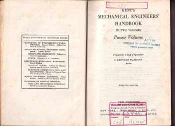 📙 Kent's Mechanical Engineers' Handbook Power Volume (2nd volume ...