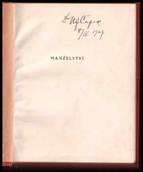 📗 Manželství - Norbert Fabián Čapek (1927, Unitaria)