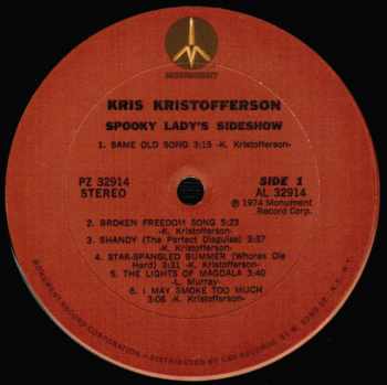 Spooky Lady's Sideshow | Kris Kristofferson | 1974