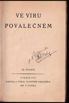 📙 Ve víru poválečném - Em. V Voska (1922, nákladem vlastním)